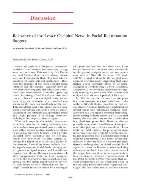 Pdf Relevance Of The Lesser Occipital Nerve In Facial Rejuvenation