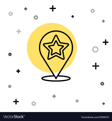 black line map pointer with star icon isolated vector image