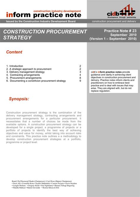 Construction Procurement Strategy Template