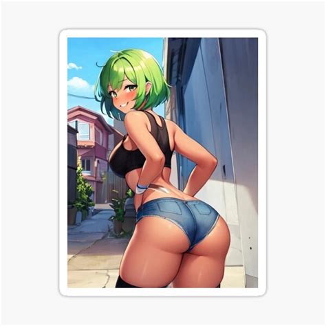 Cute Green Hair Anime Girl In Booty Shorts Sticker For Sale By