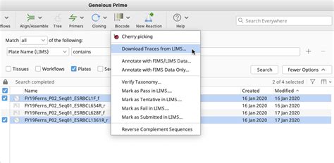 downloading traces from lims — si barcode network informatics