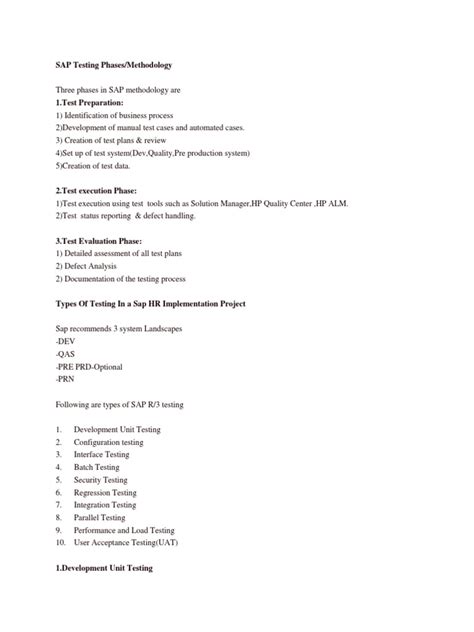 sap testing phases pdf unit testing computer engineering