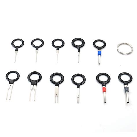 11pcs 터미널 제거 도구 자동차 전기 배선 압착 커넥터 핀 추출기 키트 터미널 수리 자동차 분해 도구 자동차 수리 도구