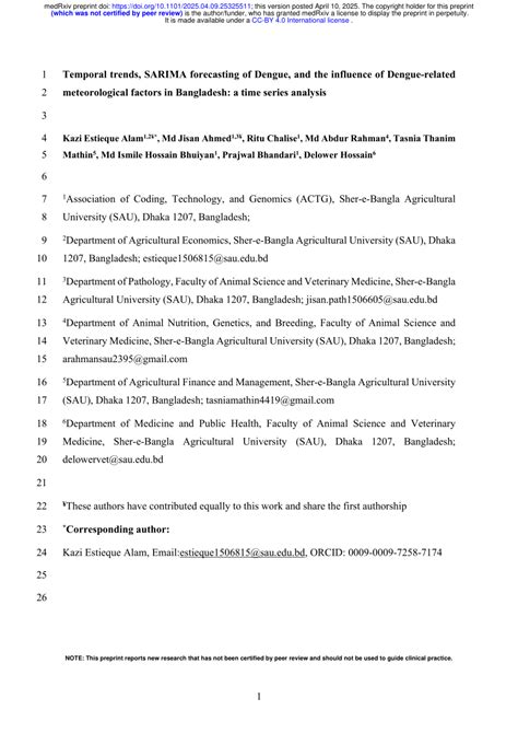 Pdf Temporal Trends Sarima Forecasting Of Dengue And The Influence Of Dengue Related