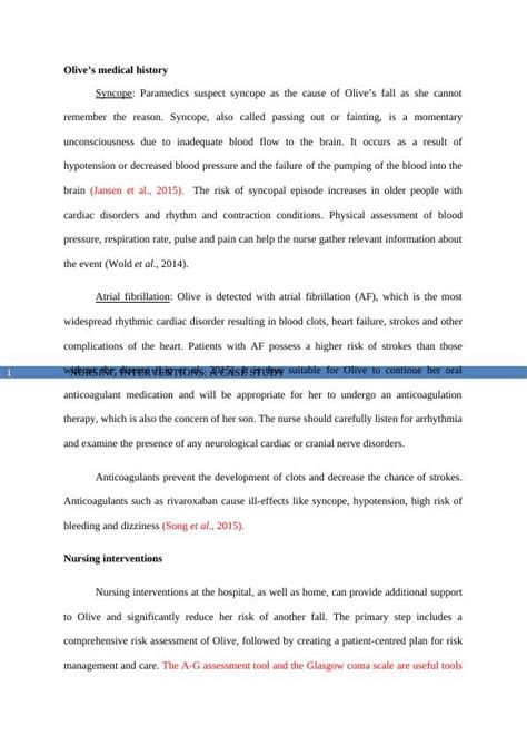 Nursing Interventions A Case Study