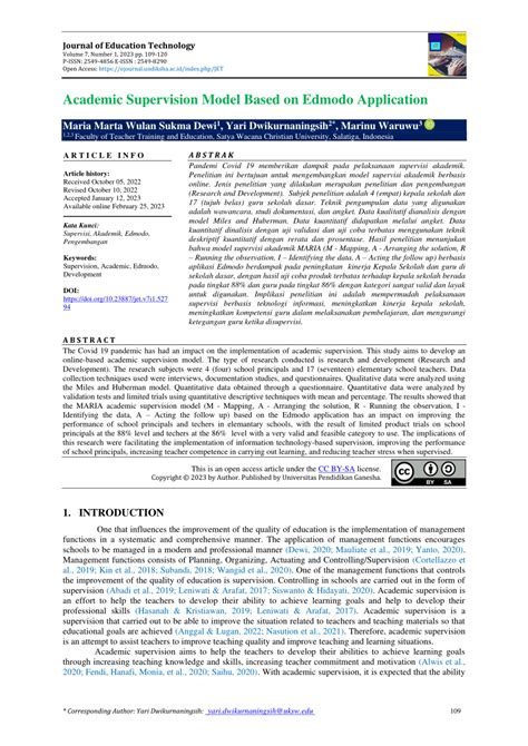 Pdf Academic Supervision Model Based On Edmodo Application