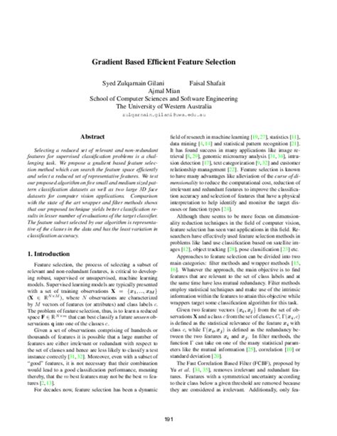 pdf gradient based efficient feature selection