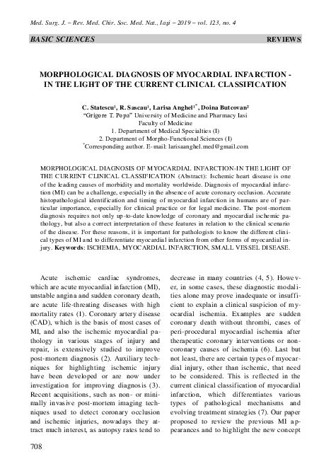 Morphological Diagnosis Of Myocardial Infarction In The Light Of The Current Clinical