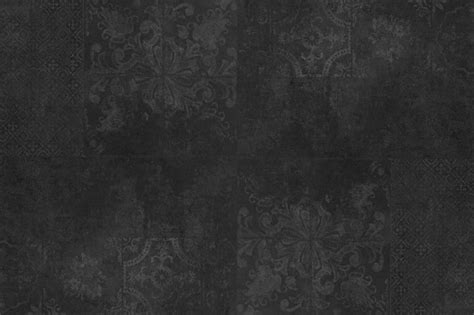 올드 블랙 그레이 그레이 빈티지 착용 기하학적 초라한 모자이크 화려한 패치 워크 모티프 도자기 석기 타일 돌 콘크리트 시멘트 벽 질감 배경 검은색에 대한 스톡 사진 및 기타