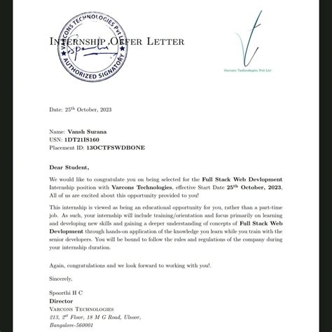 Webdevelopment Internship Vansh Surana