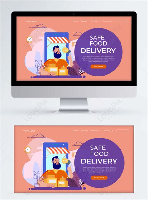 연한 빨간색 음식 배달 프로모션 웹 Ui 디자인 이미지 사진 465562947 무료 다운로드