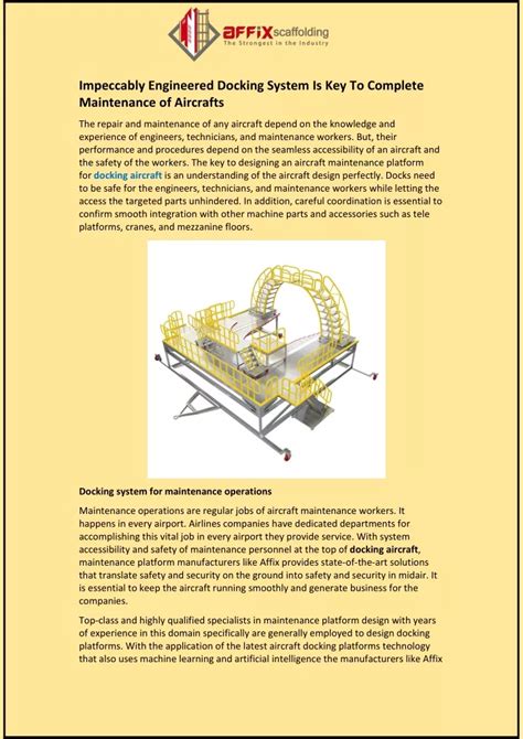 Ppt Impeccably Engineered Docking System Is Key To Complete Maintenance Of Aircrafts