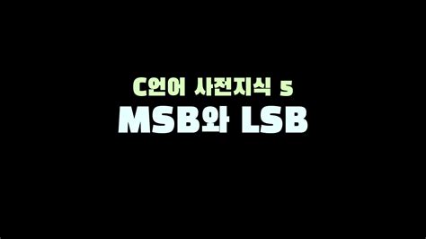 사전지식5 Msb와 Lsb
