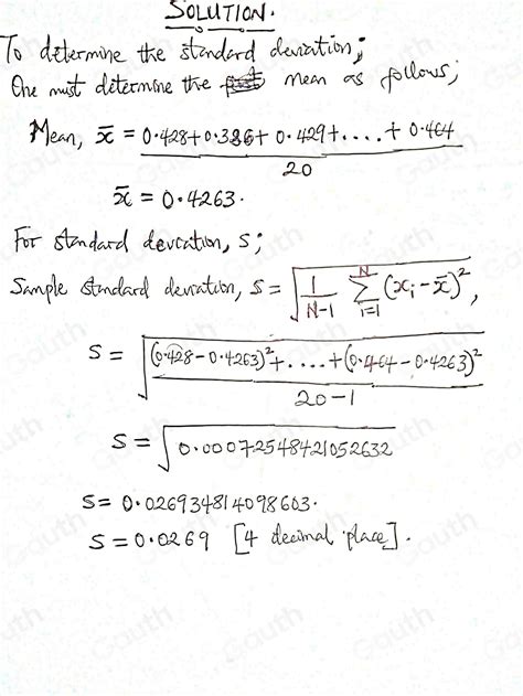 Solved Calculate The Sample Standard Deviation For The Following Data Set If Necessary Round