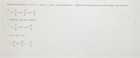 Solved Consider The Equation Z4 X4 Y4 Where X Y And Z Are