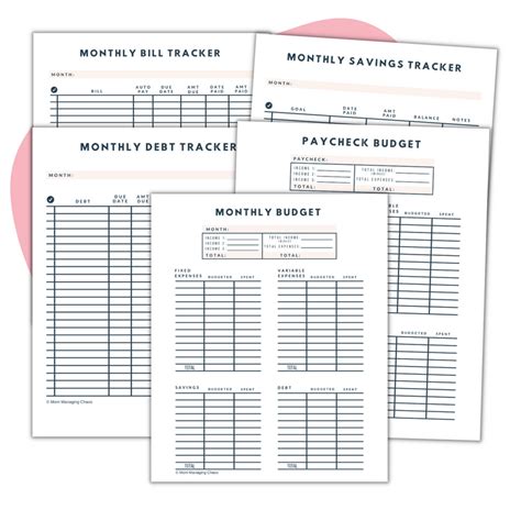 Budgeting Essentials Printable Workbook Mom Managing Chaos