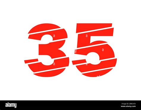Modern Red 35 Number Design Vector Illustration Numeral Vector Trendy