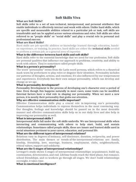 Soft Skills Viva Pdf Emotional Intelligence Intelligence