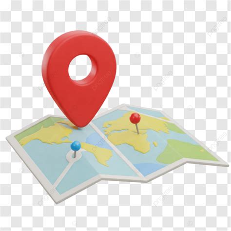 3d Pin Location Icon With Folded Map Pin Location Maps Png