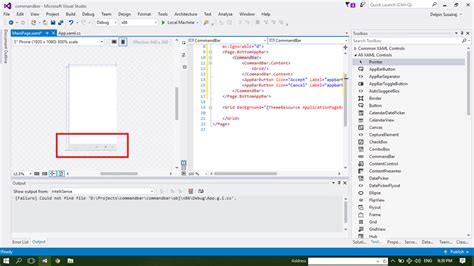create commandbar control and appbar control in windows universal app