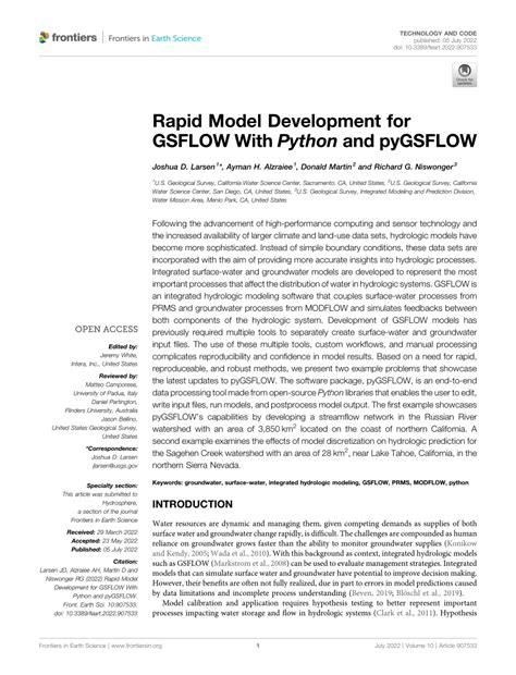 Pdf Rapid Model Development For Gsflow With Python And Pygsflow