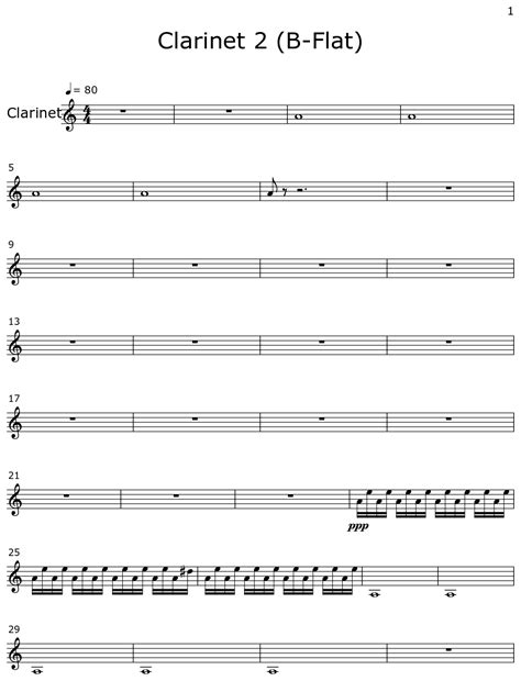 Clarinet 2 B Flat Sheet Music For Clarinet