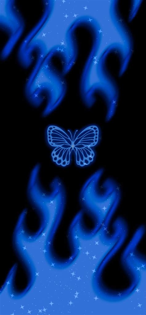 Blue Flame Butterfly Y2k Aesthetic Wallpaper