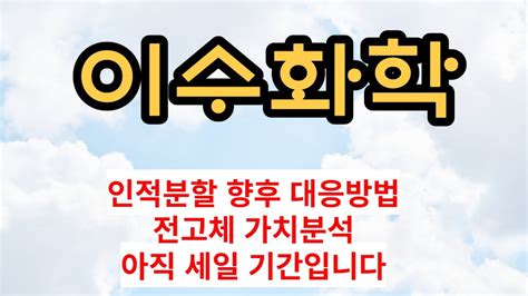 이수화학 인적분할 향후 대응방법 공개 아직 세일기간입니다 담으세요 Youtube