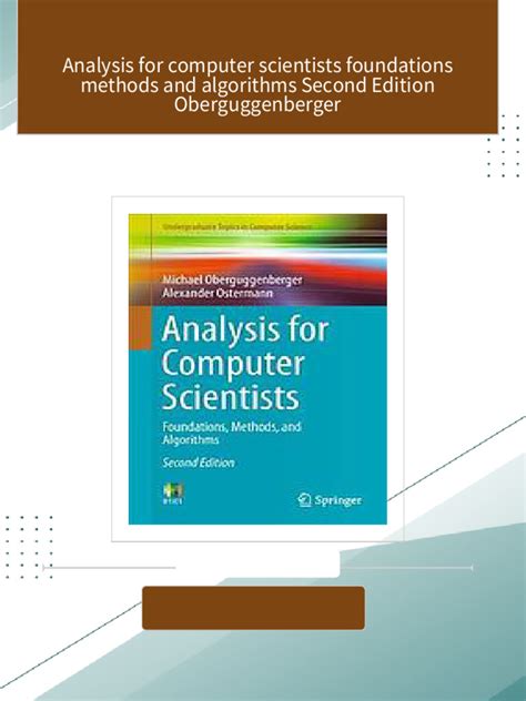 Analysis For Computer Scientists Foundations Methods And Algorithms