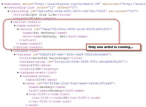 Web Services Querying Musicbrainz Search Api And Get Multiple Artists