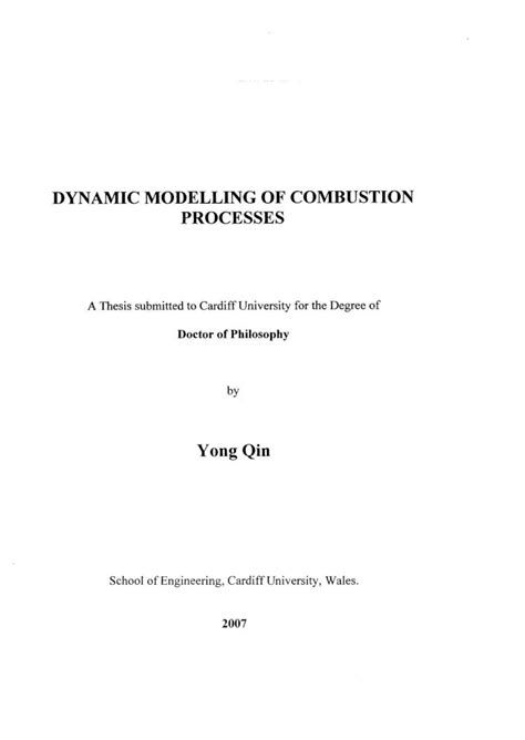 Pdf Dynamic Modelling Of Combustion Processesdynamic Modelling Of Combustion Processes A