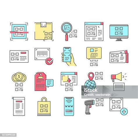 Qr Code Identification Collection Icons Set Vector Stock Illustration