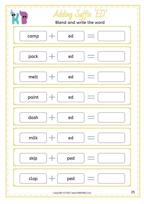 Adding Suffix Ed Free Phonics Printable Worksheets