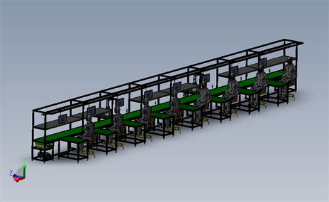 15米生产流水线 solidworks 2018 模型图纸下载 懒石网