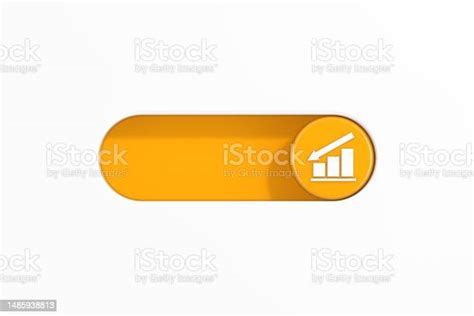Yellow Toggle Switch Slider With Decrease Arrow And Bar Chart Graph