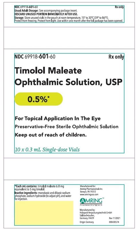 Timoptic In Ocudose Package Insert Prescribing Info