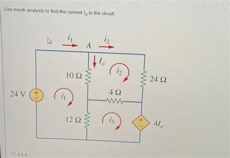 solved use mesh analysis to find the current 0 in the