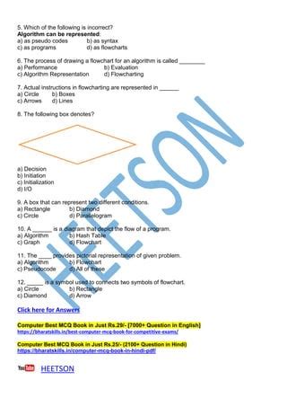 Flowchart Question And Answer Algorithm Mcq Pdf Programming Languages Computing