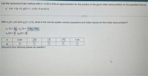 Solved Use The Vectorized Euler Method With H To Find Chegg
