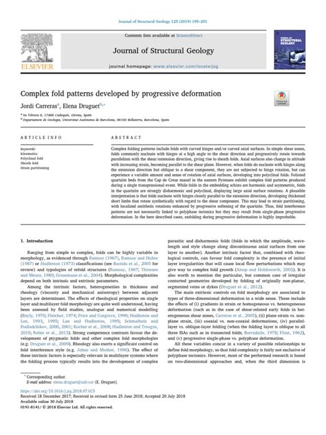 2019 Complex Fold Patterns Developed By Progressive Deformation Pdf