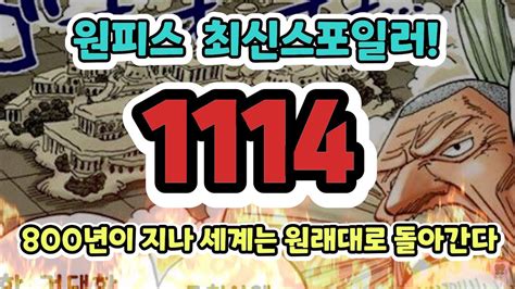 [원피스 1114화 최신스포] 800년이 지나 세계는 원래대로 돌아간다 원피스 원피스명장면 원피스쇼츠 쥬피디 원피스1114 니카 카이도 Youtube