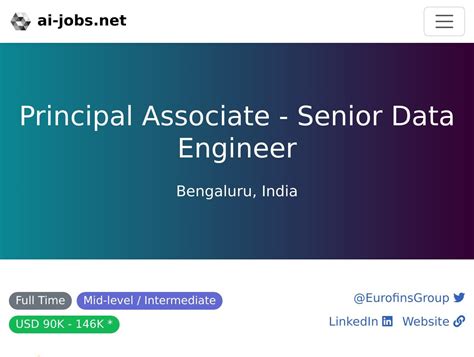 Hiring Principal Associate Senior Data Engineer In Bengaluru India Raimljobs