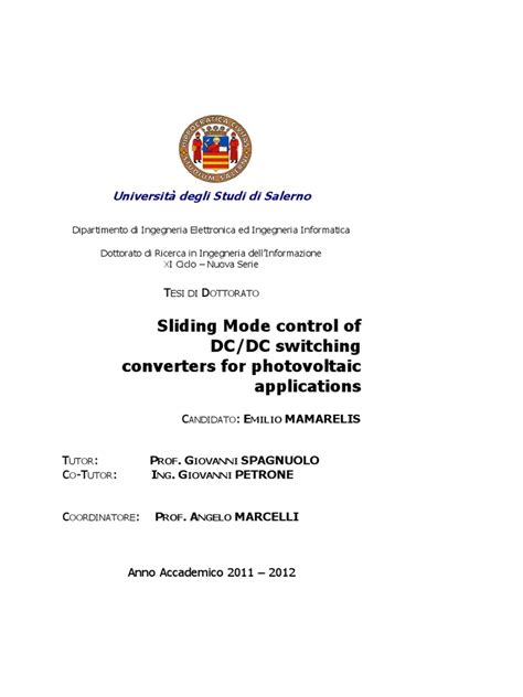 Sliding Mode Control Of Dc Dc Switching Converters Phd Thesis Pdf Pdf Control Theory Power