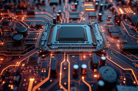 Ai Analyzes Central Cpu On Interface Microchip Circuit Board In Digital