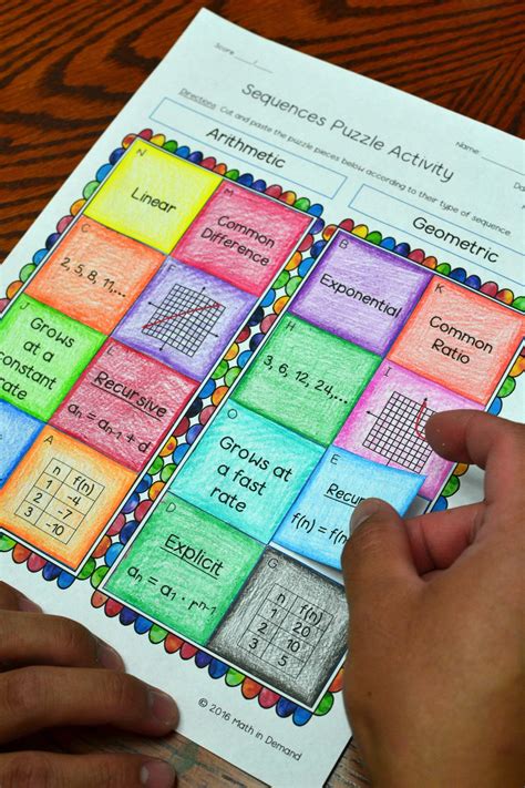 Sequences Puzzle Activity Arithmetic And Geometric Math In Demand