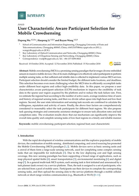 Pdf User Characteristic Aware Participant Selection For Mobile Crowdsensing