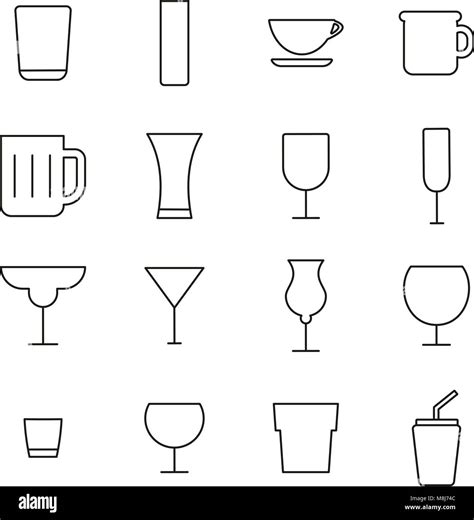 Drink Glass Or Drinking Glasses Icons Thin Line Vector Illustration Set Stock Vector Image And Art