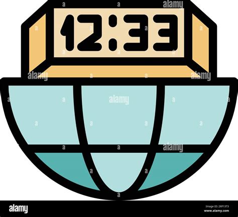 Flight Time Icon Outline Vector World Zone International Clock Color Flat Stock Vector Image