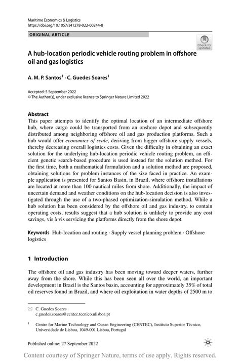 A Hub Location Periodic Vehicle Routing Problem In Offshore Oil And Gas