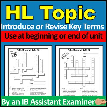IB Biology A2 2 Cell Structure Crossword Vocab Revision Activity